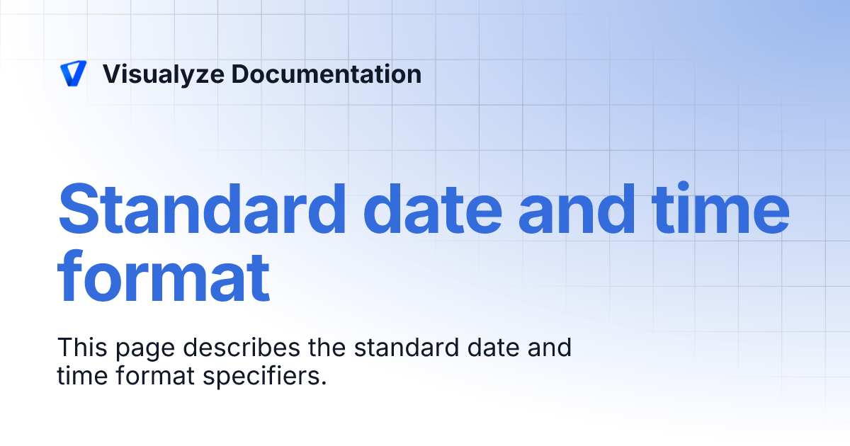 Standard date and time format | Visualyze Documentation