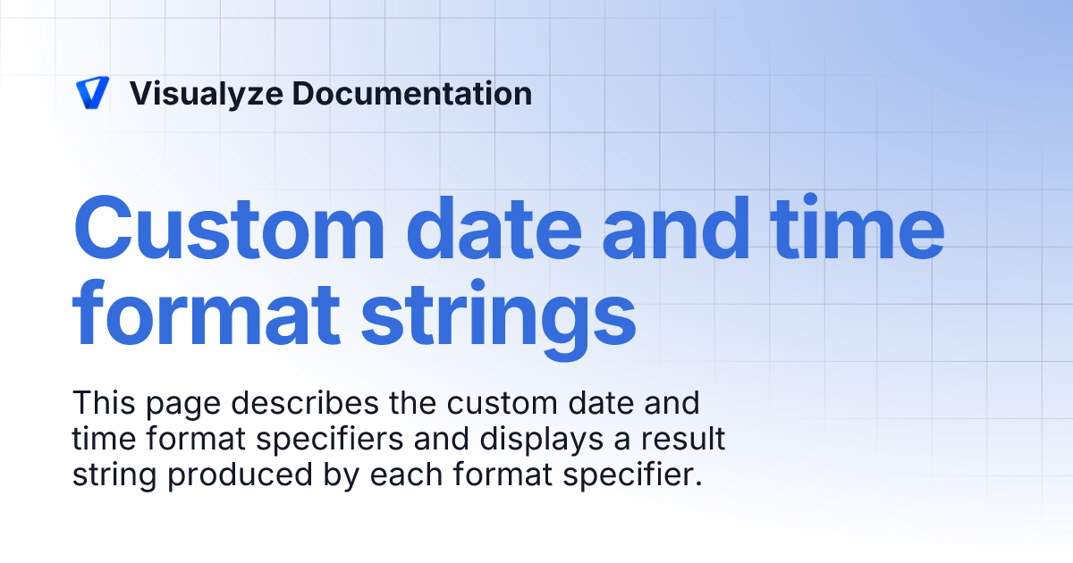 Custom date and time format strings | Visualyze Documentation