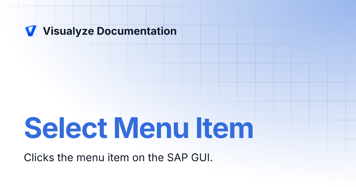 Select Menu Item | Visualyze Documentation