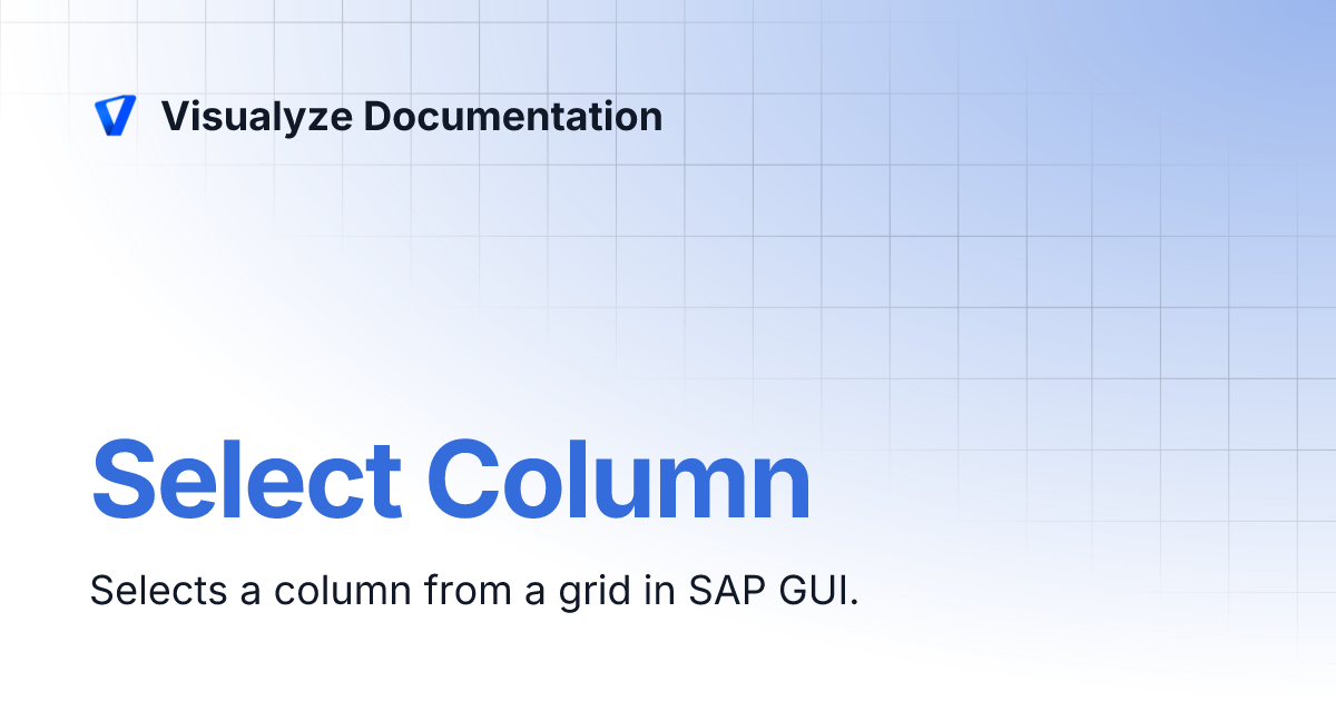 Select Column | Visualyze Documentation