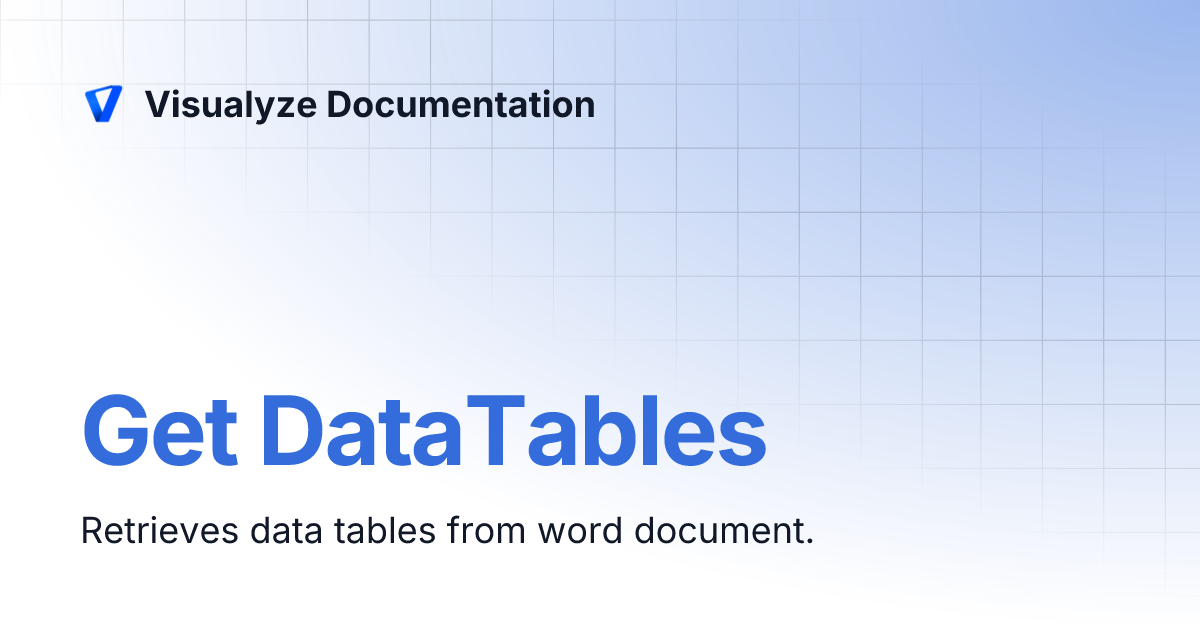 Get DataTables | Visualyze Documentation